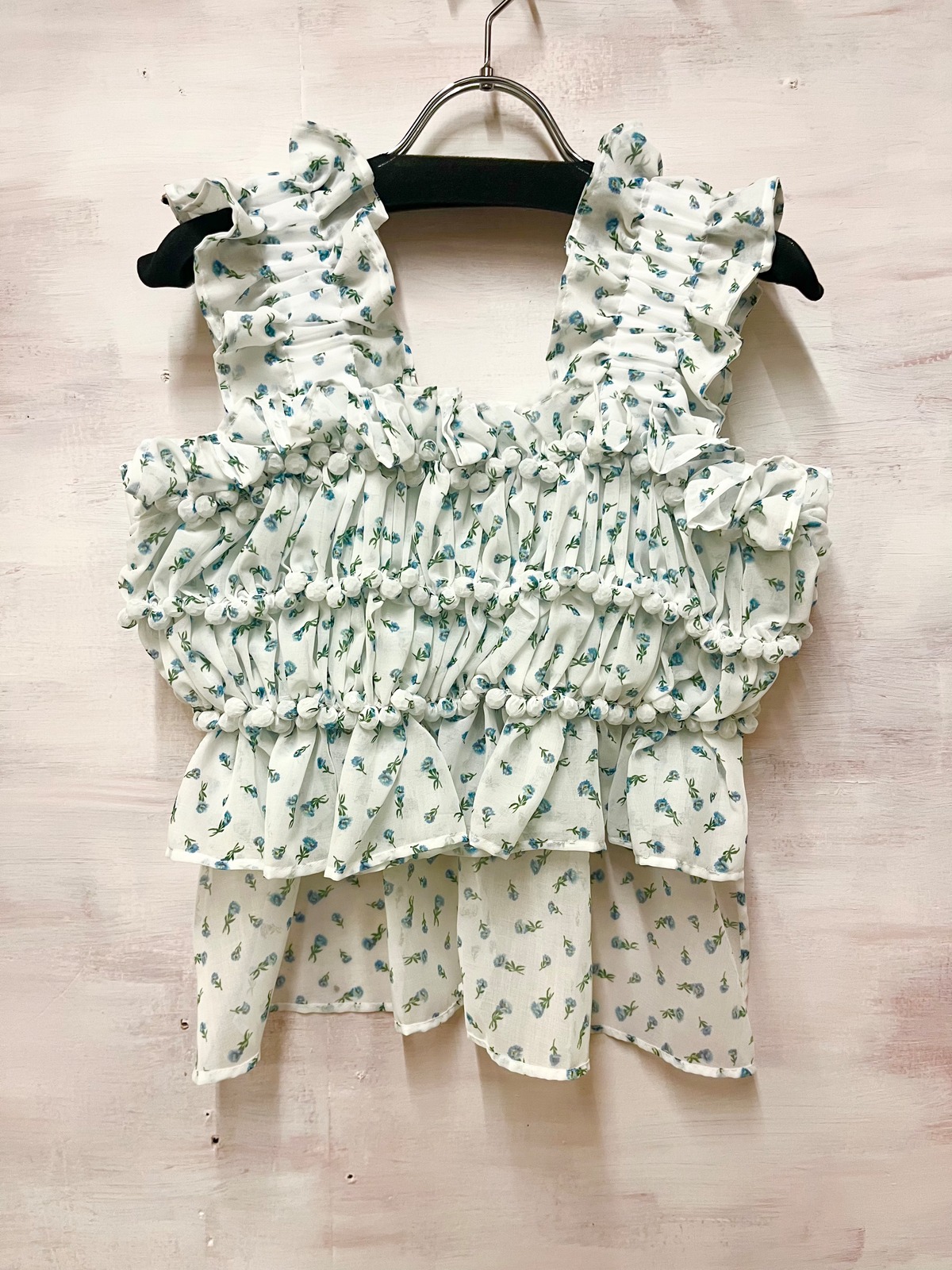 shibori frill bustier (floral/blue) | natsumi osawa