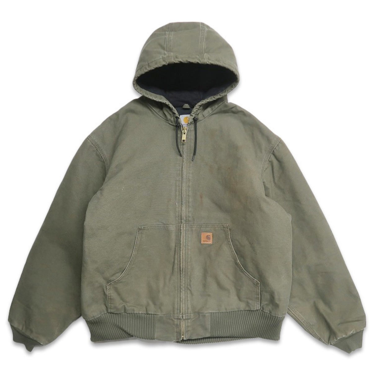 古着 カーハート Carhartt アクティブジャケット ダックジャケット ワークジャケット パーカージャケット グリーン系 表記：XL-R ...