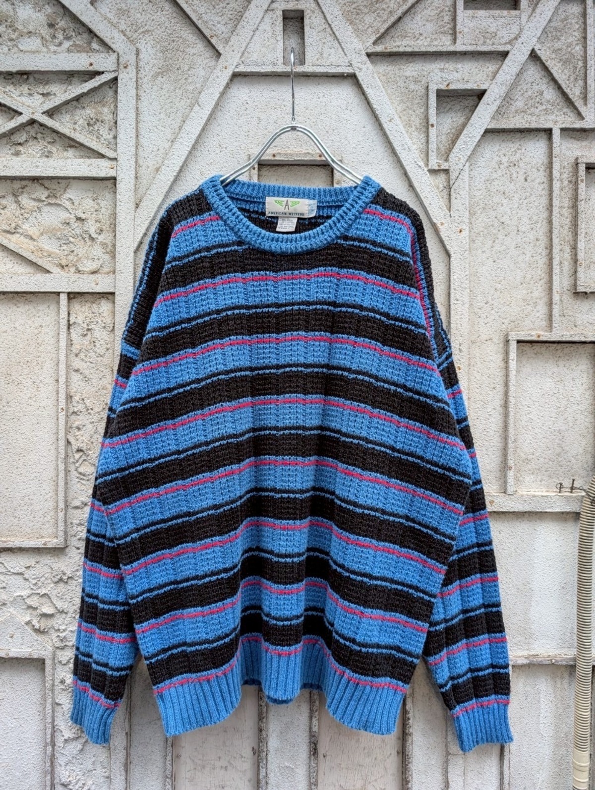 "AMERICAN WEEKEND" border knit | 深緑オンライン