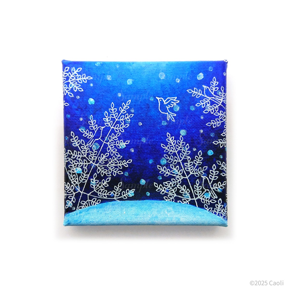 ミニキャンバス原画 10cm正方形 雪景色 原画1点もの [MCS-013] | Caoli Art Shop
