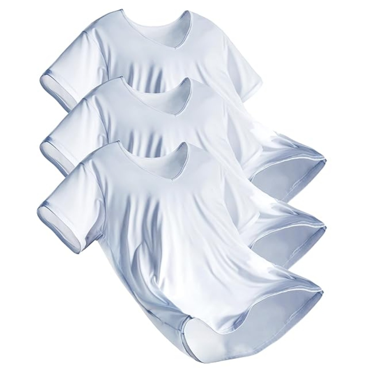 [Nutopia] メンズ インナーシャツ 半袖 冷感 tシャツ ドライ 春夏 吸汗速乾 抗菌防臭 ストレッチ Vネック 白 黒 3枚組(V ...