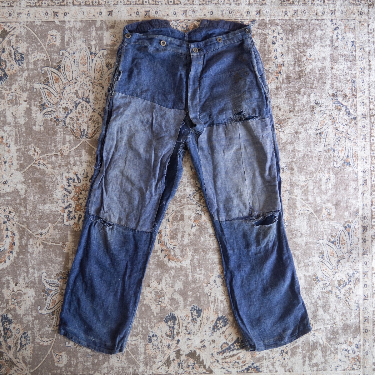 ~1910s French Indigo Linen Work/Mechanic Trousers | 'bout