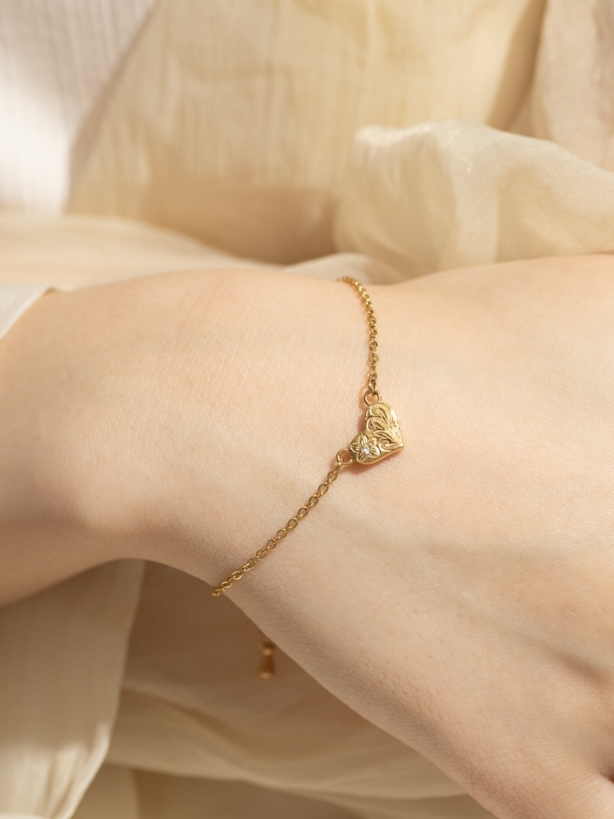 【9/30新入荷】316L hawaiian zirconia heart bracelet #b06 | rani