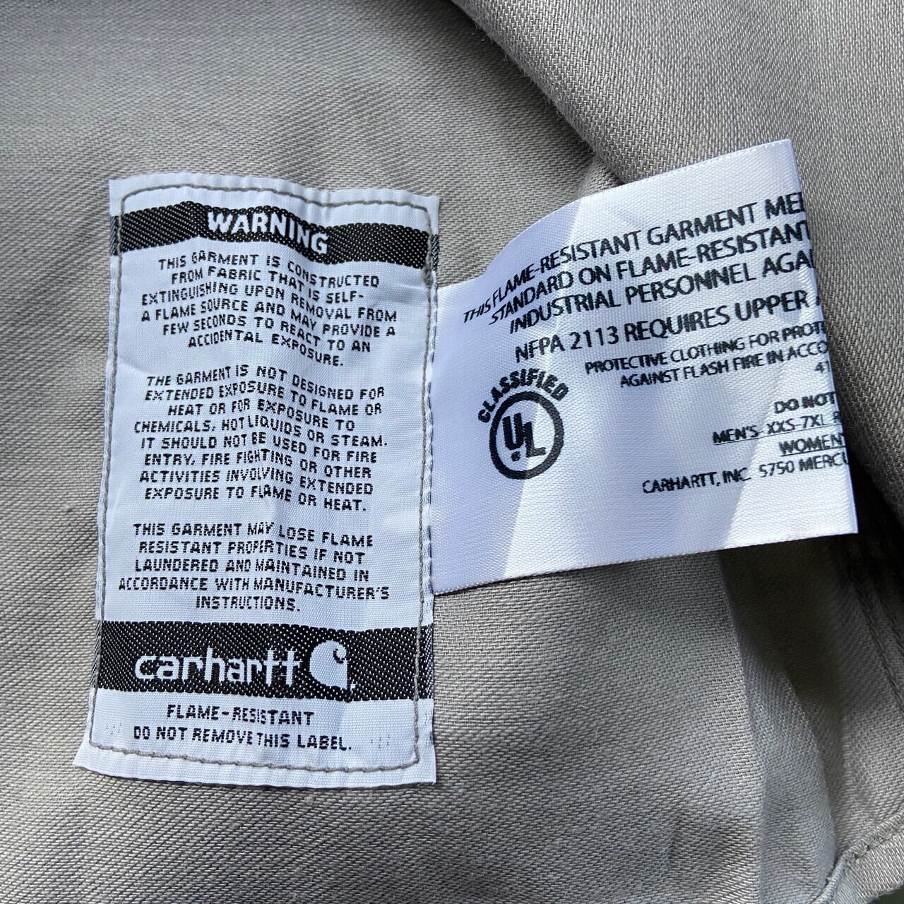 DEAD STOCK Carhartt カーハート FR HRC2 リフレクターライン 企業ロゴ刺繍 長袖 ワークシャツ メンズ2XL相当 ...