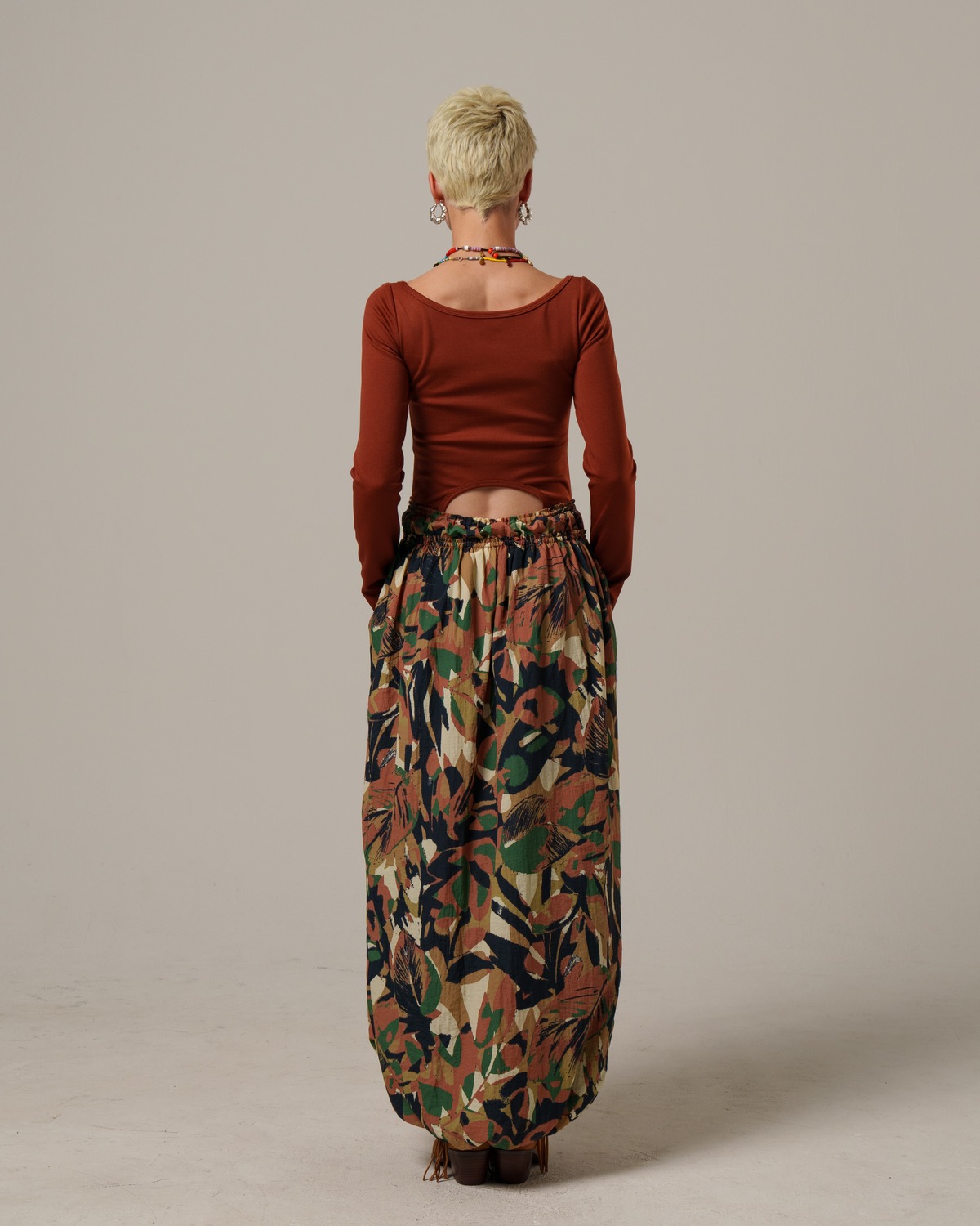 残り4点|Balloon Hybrid Dress/Camouflage | AMBERGLEAM