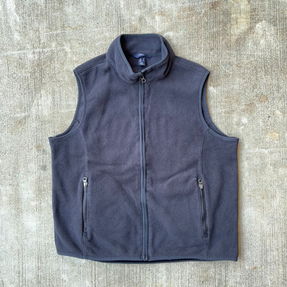 90’s LANDS'END Fleece Vest SIZE M 90年代 ランズエンド フリース ベスト ブラック 黒 スミクロ 墨黒 ...