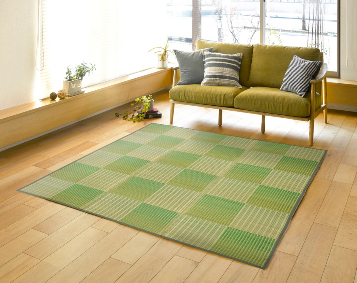 い草コンパクトラグ（裏貼り） クレパス 約180×240cm グリーン | インテリアのNooBee