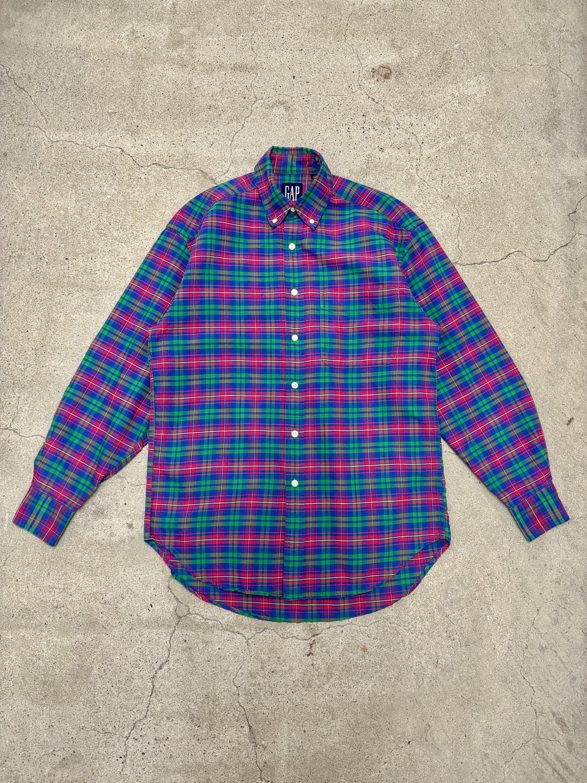 90s OLD GAP/Check BD L/S Shirt/S/チェック柄ボタンダウンシャツ/長袖シャツ/ネイビ－/レッド/グリ－ン ...