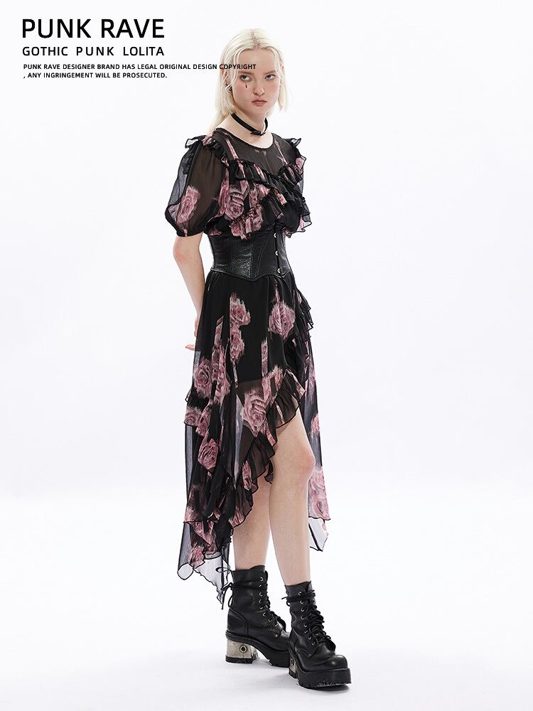 シフォン プリント 花柄 ワンピース PQ-1291LQ PUNKRAVE | BULKISH