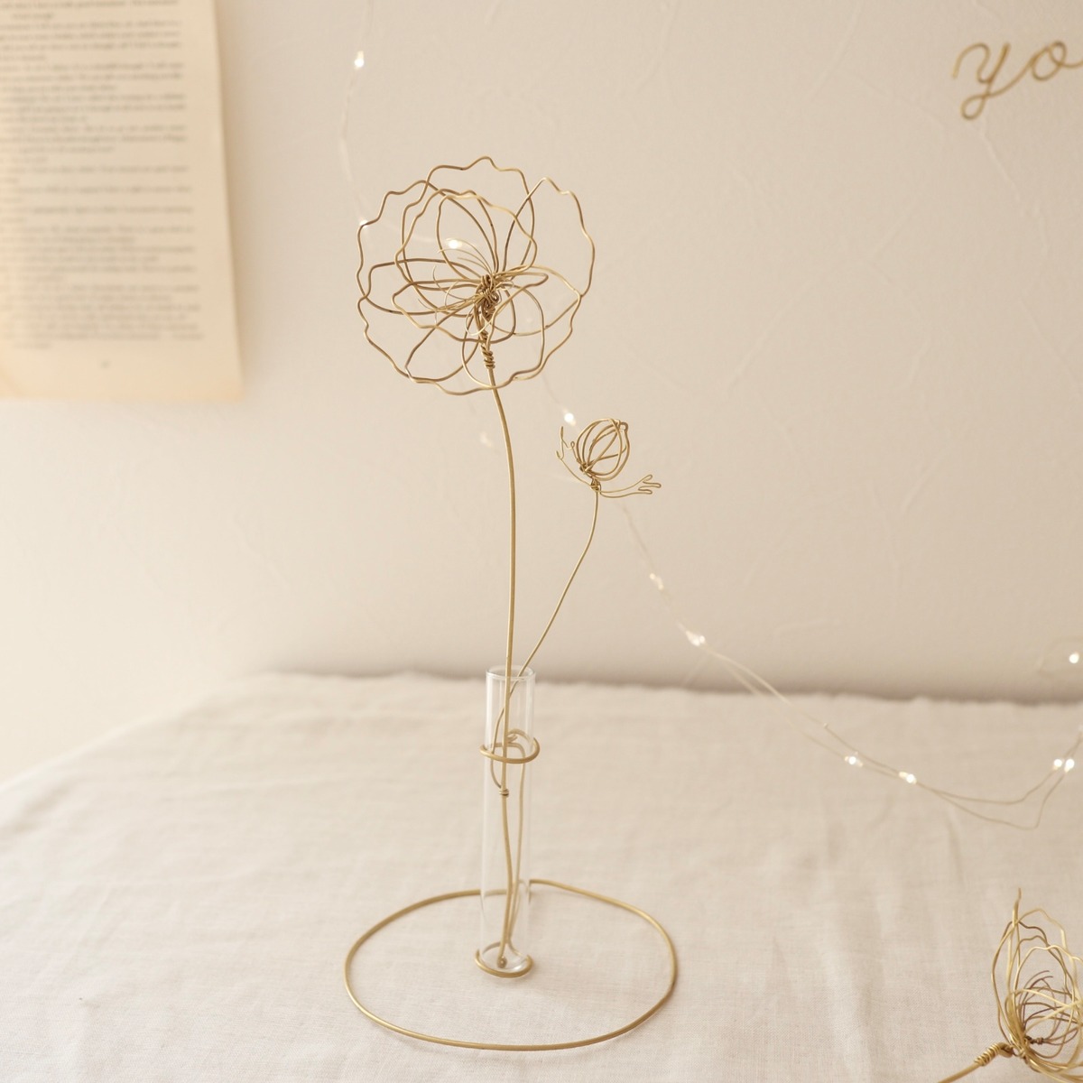 一輪挿し付き 真鍮のお花 アネモネ 〜フラワーベース 花瓶 試験管 | nonca-wireart