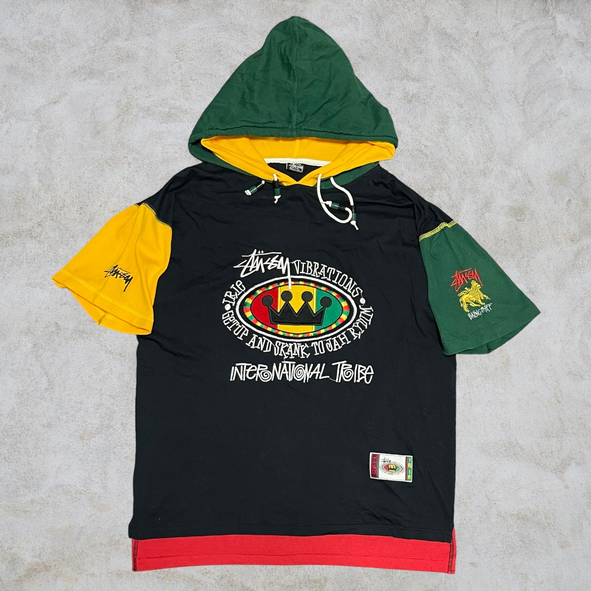90’s bootleg stussy Rasta Logo Tee Hoodie | curb