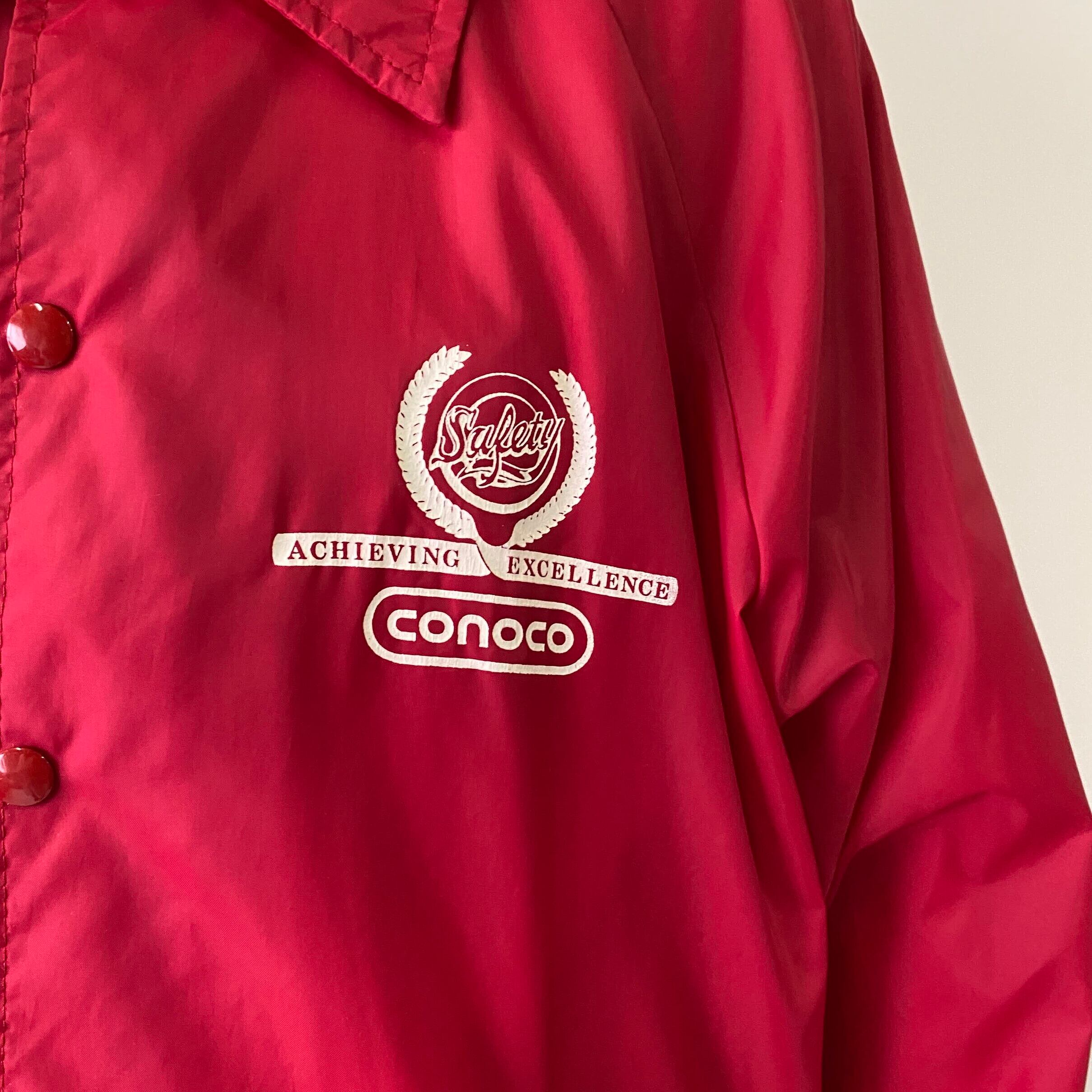 90年代 USA製 CONOCO ワンポイント 企業ロゴプリント コーチジャケット メンズL 古着 90s ヴィンテージ ビンテージ レッド 赤 【ナイロンジャケット】【CS2301-50 ...