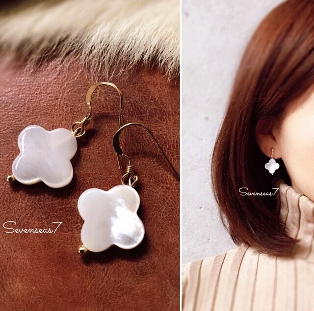 マザーオブパールクローバーの14kgfピアス･イヤリング | Pay ID