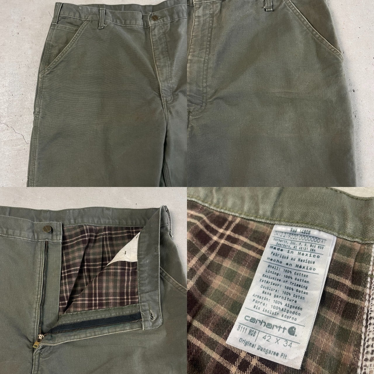 Carhartt カーハート B111 MOS ダック地 ペインターパンツ ライナー メンズW42 古着 Original Dungaree ...