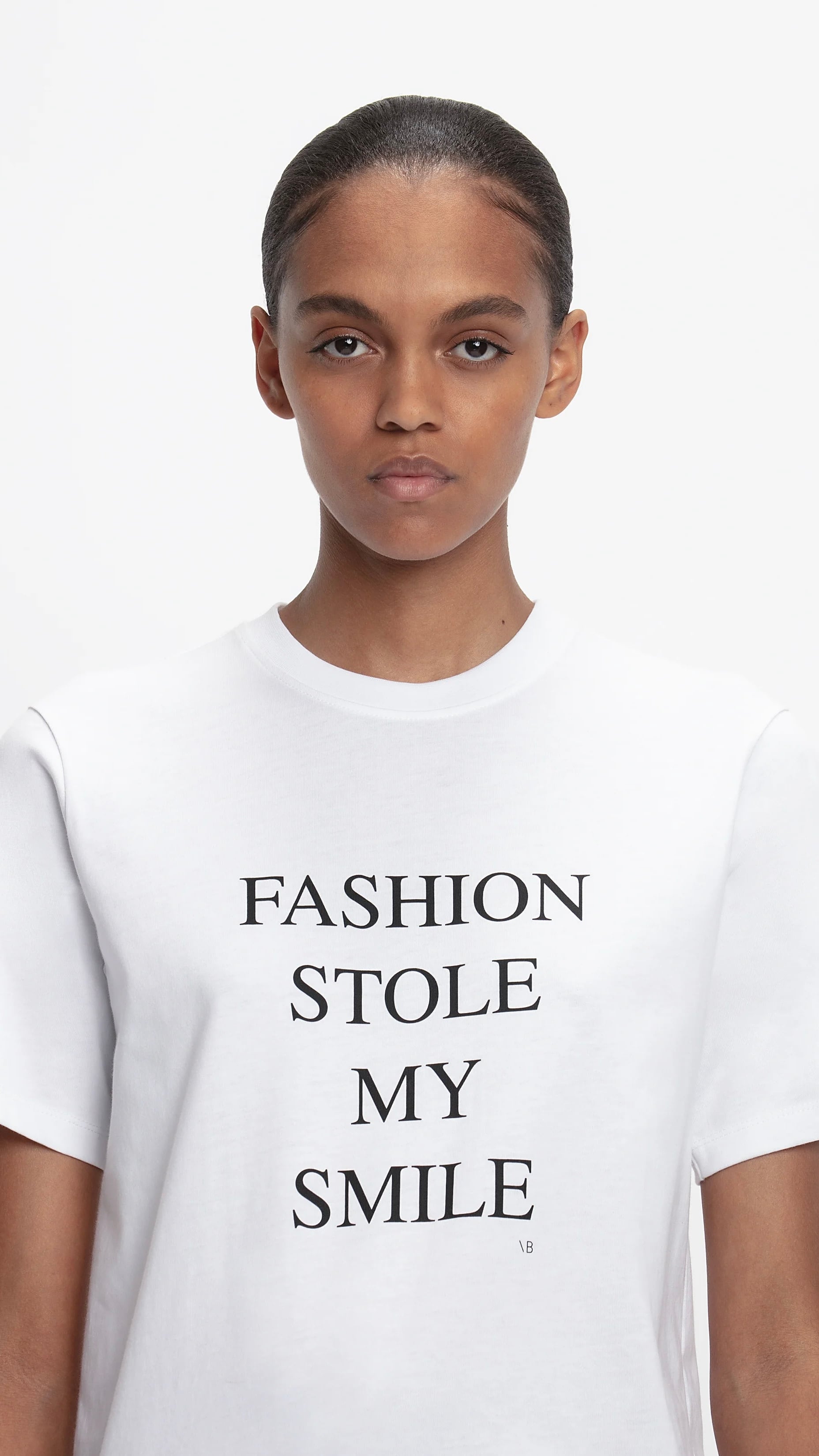 VICTORIA BECKHAM -Slogan TEE ("FASHION STOLE MY SMILE")- :WHITE, | Pay ID