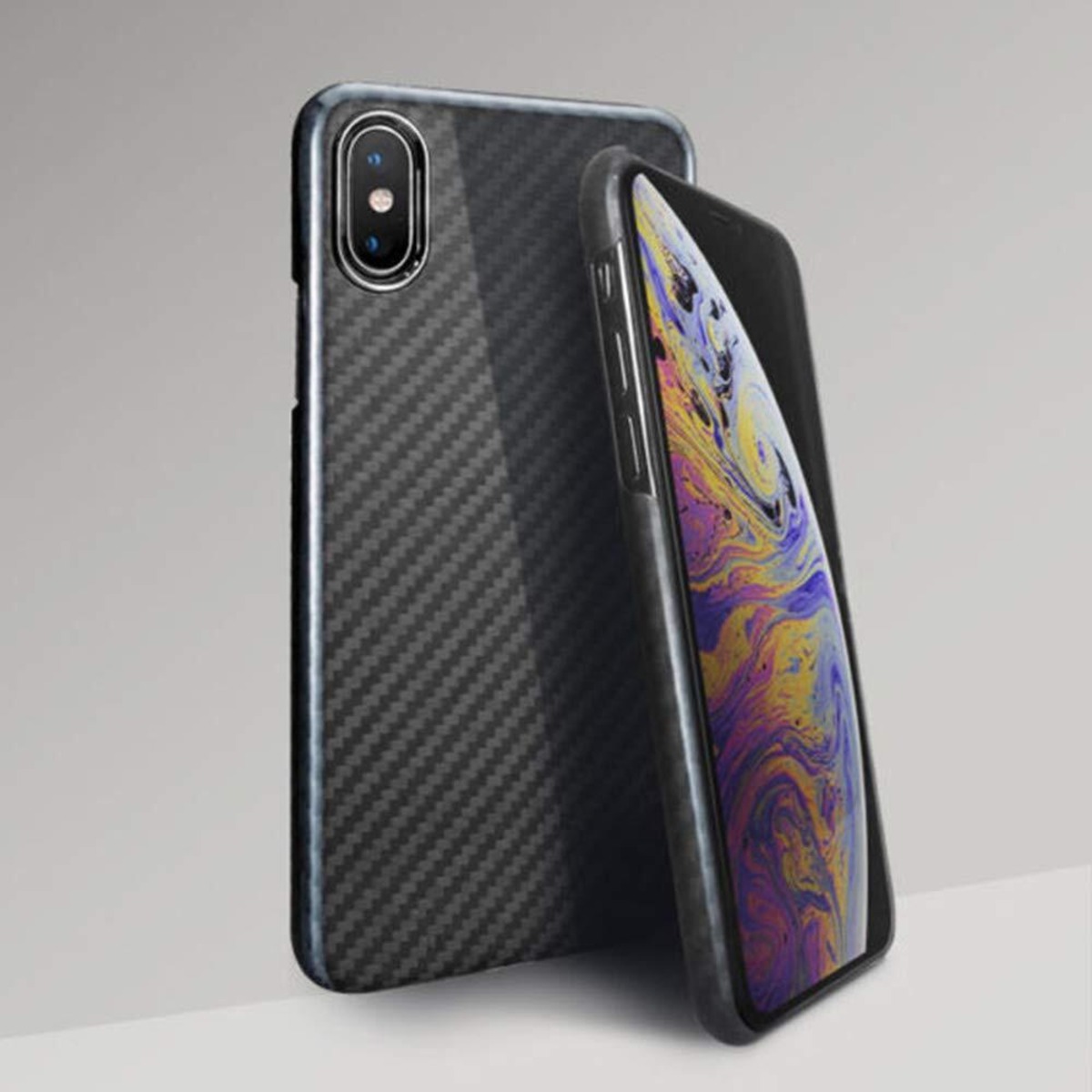 【新春セール】Deff ディーフ monCarbone HOVERKOAT for iPhone Xs ケブラー素材 アラミド繊維 軽量 iPhone Xs/X ミッドナイトブラック (グロス ...