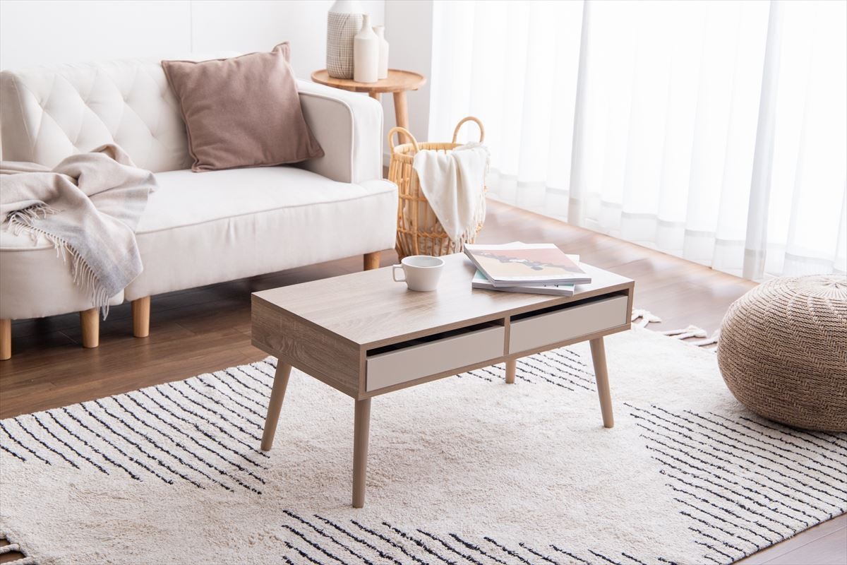 2カラー【ホワイト】【幅80cm】Rasia 引き出し付きセンターテーブル | karitoku