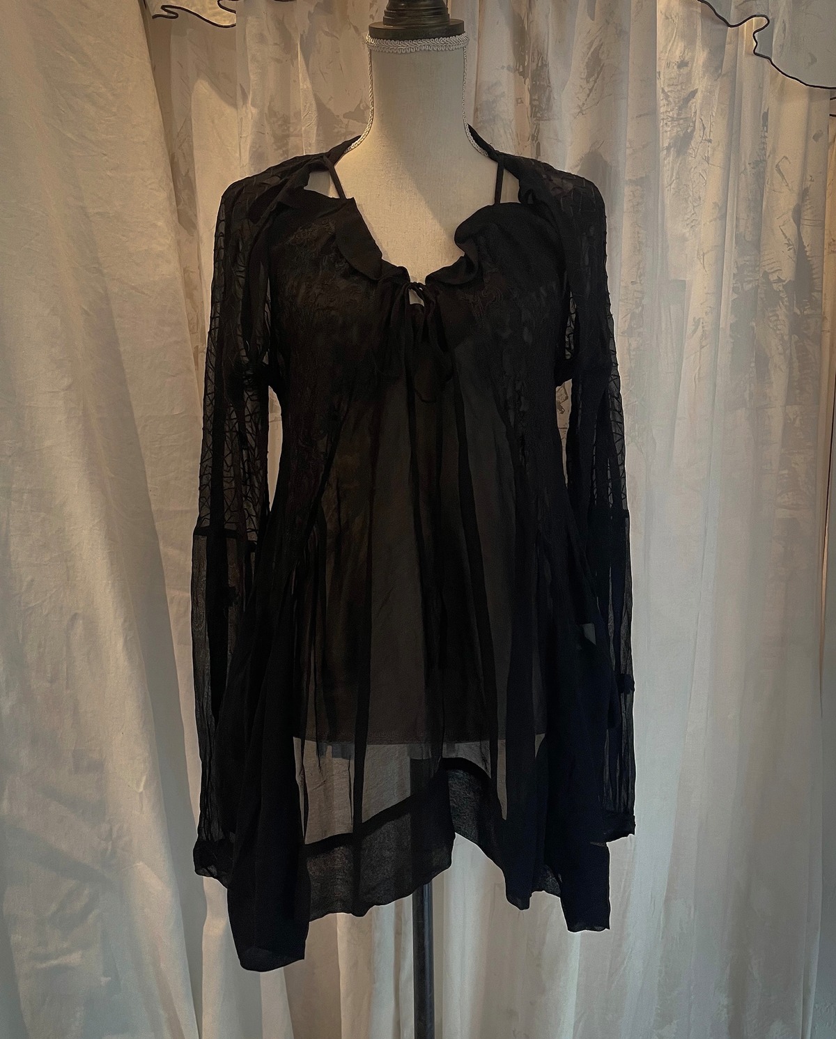 Black Layered Sheer Blouse | Queens