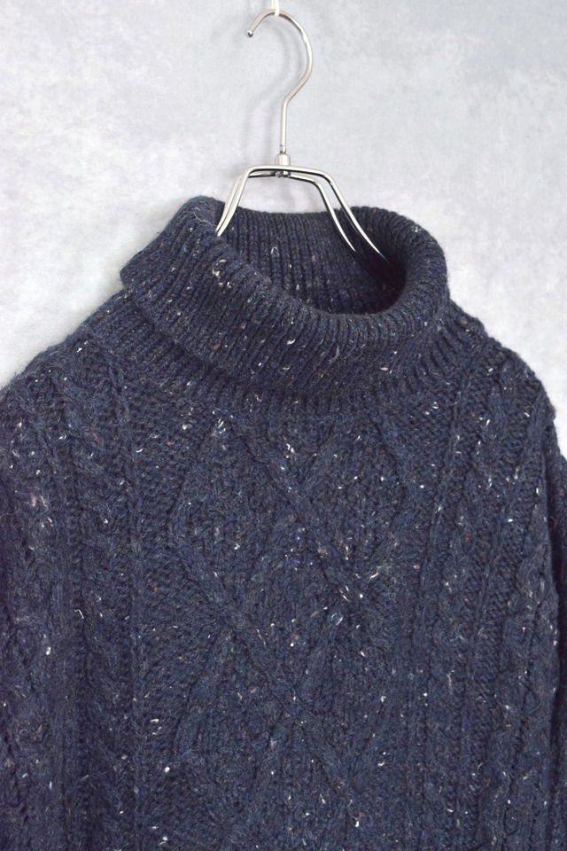 wool x colorful nep turtle neck aran knit / made in great britain ...