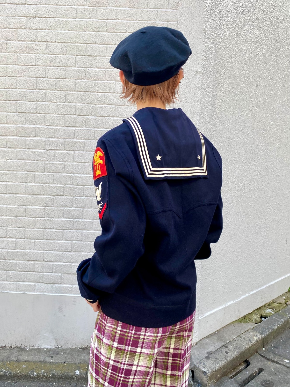 50-60s US NAVY wool sailor top | LEMON