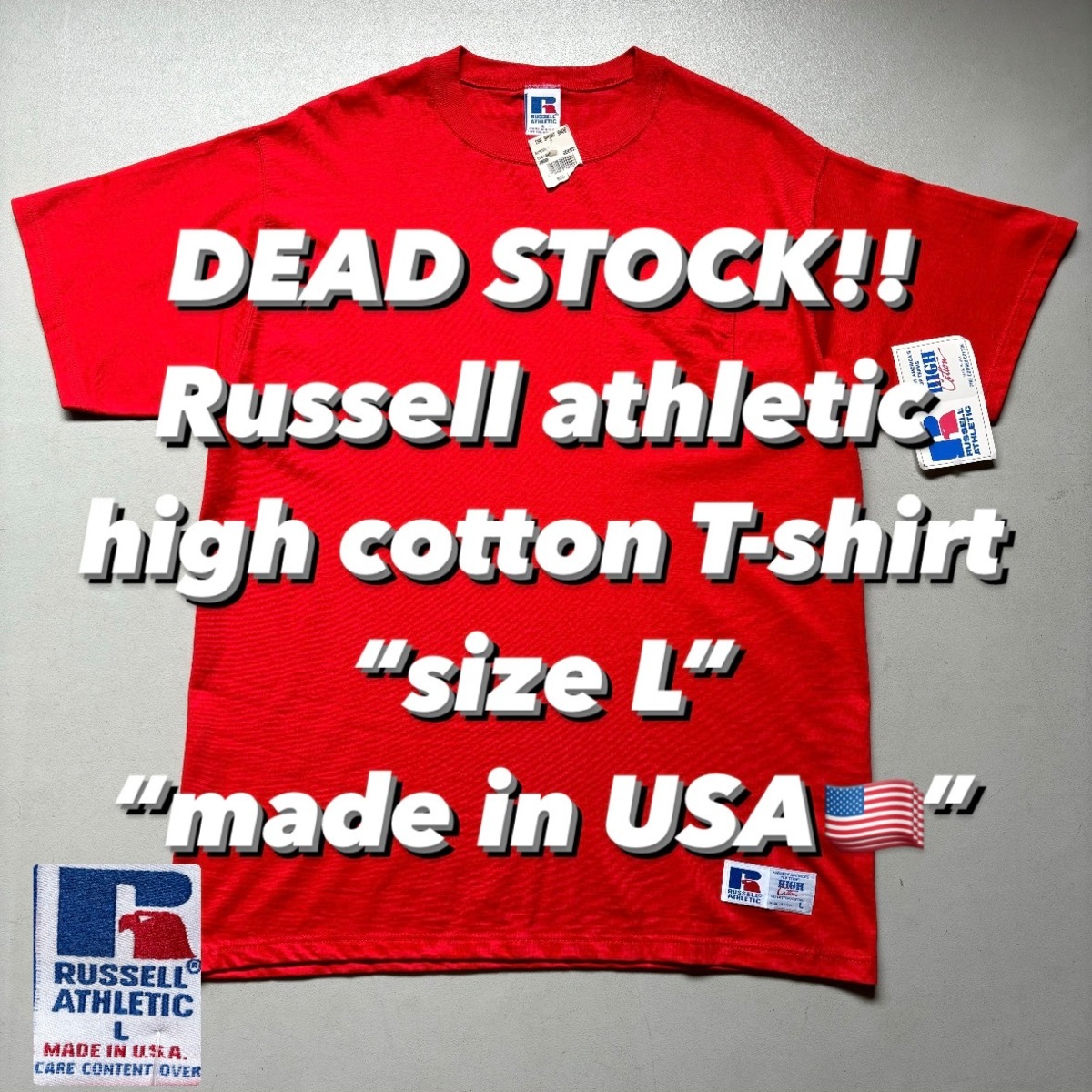 DEAD STOCK!! Russell athletic high cotton T-shirt “size L” “made in USA ...