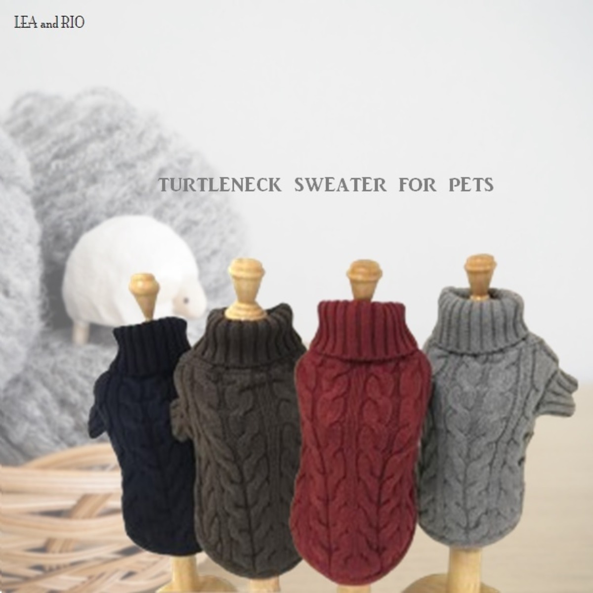 ハイネックセーター B2 B3 B23 B24 ニット セーター タートル ざっくり 編み グレー ネイビー レッド ブラウン かわいい おしゃれ トップス 小型 犬 猫 ペット 服 犬服 猫 ...