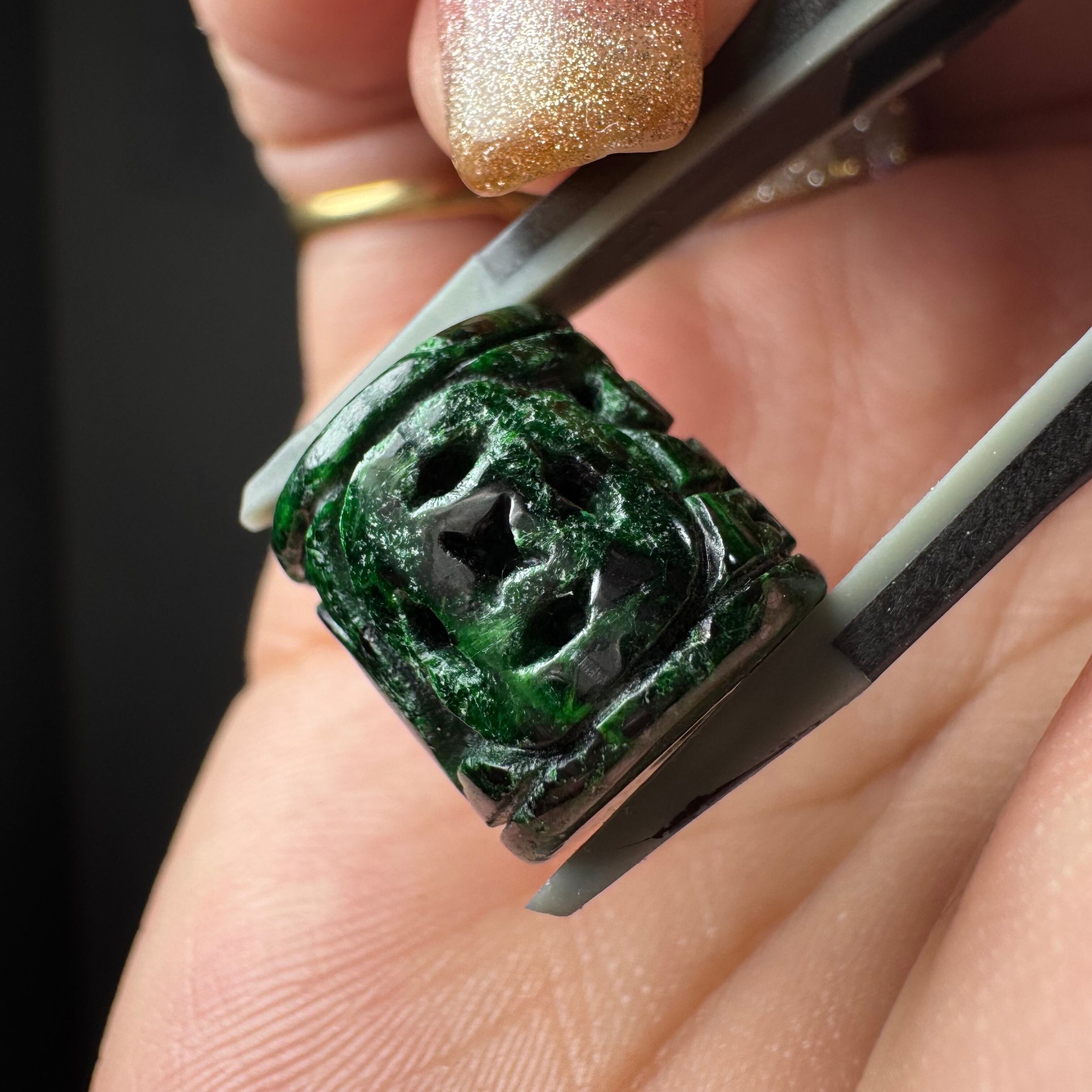 no.1 翡翠 マニ車 約12.3x12.7mm | sumiha7