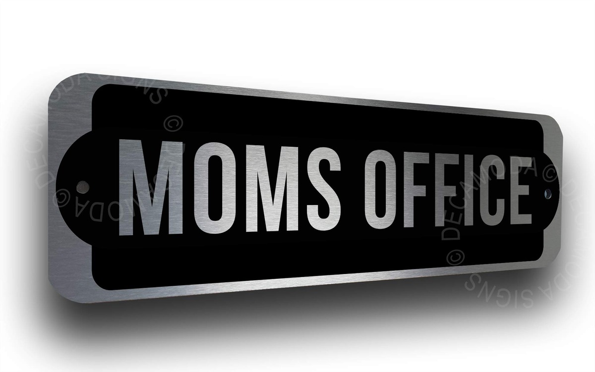 DECA MODA MOMSオフィスサイン、ビジネスの標識、ドアサイン、ママオフィスサイン、ママオフィス、シルバーフィニッシュ、9 x 3 ...