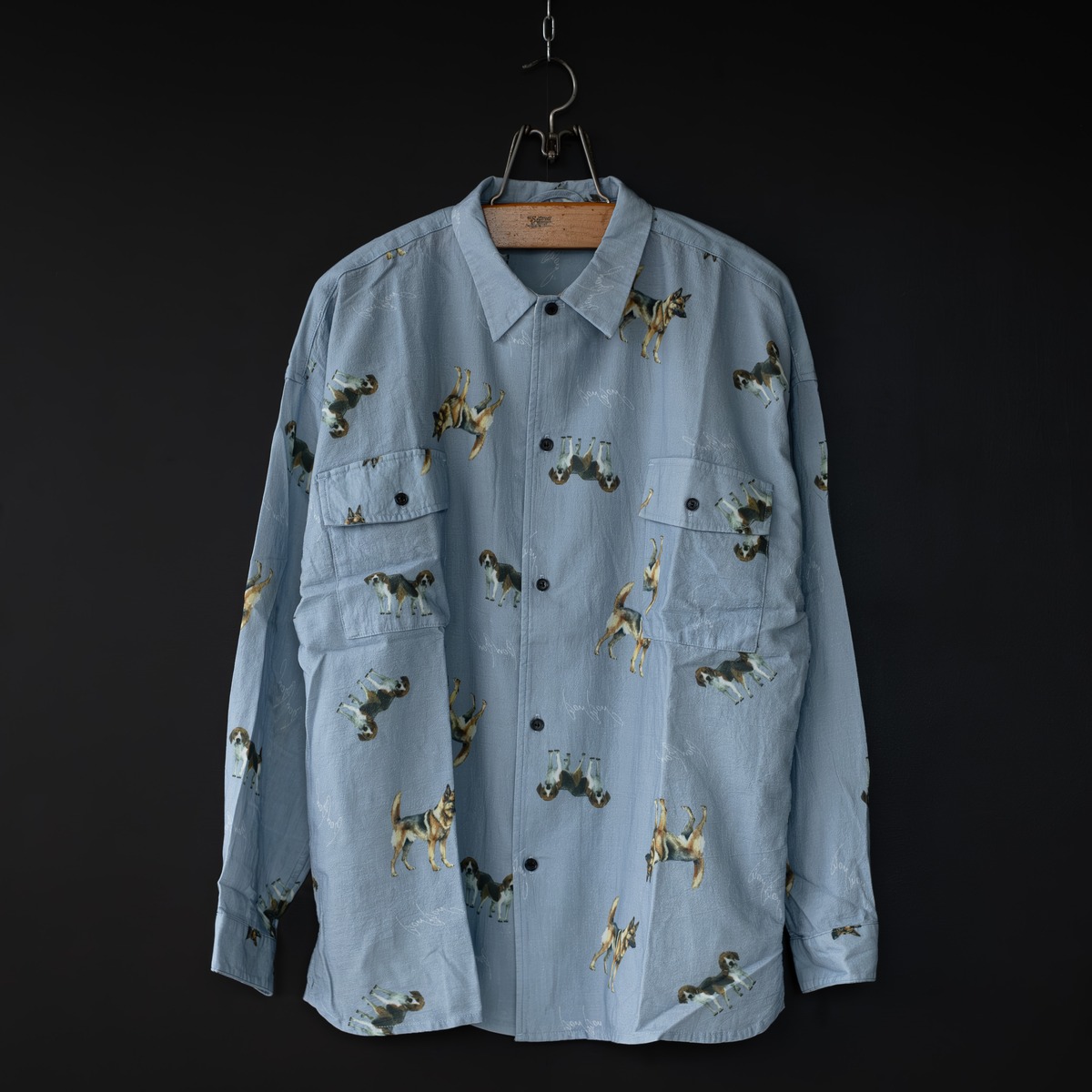【modem design】 dog print shirts (blue gray) | dros dro