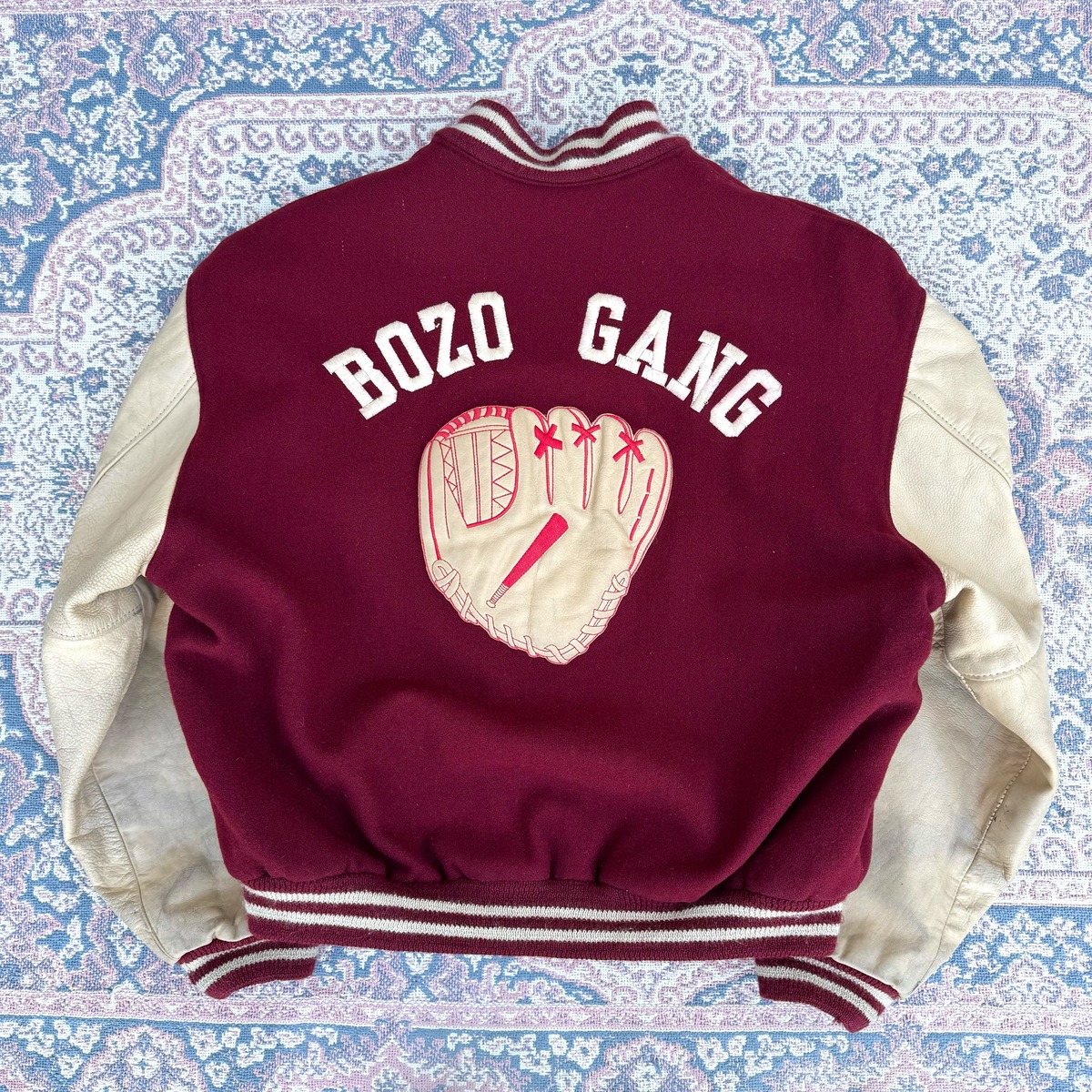 574 THE BOZO GANG スタジャン 袖レザー スタジアムジャケット ウール ジャケット メンズ 古着 vintage ...