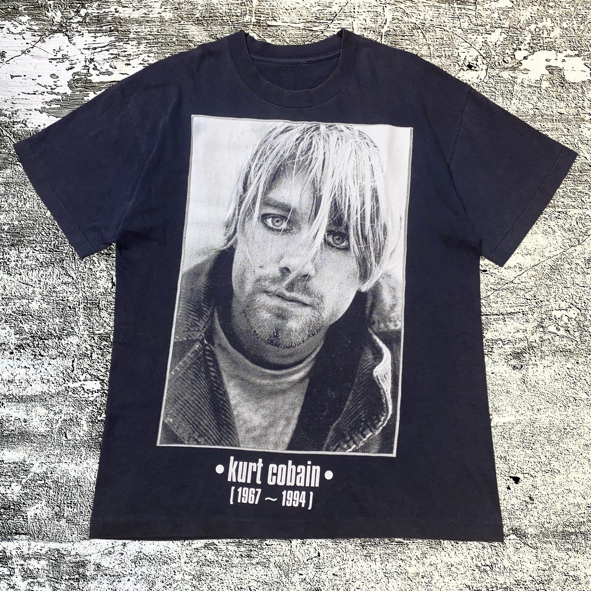 90s NIRVANA KURT COBAIN 追悼 Tシャツ Memorial T-SHIRT BLACK ニルヴァーナ カートコバーン TEE 黒 | Respawn by asobi