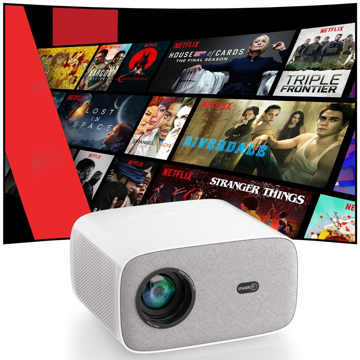 【公式認定アプリNetflix/YouTube/Prime Video内蔵 &DoIby対応】プロジェクター家庭用 1000ANSI オートフォーカス 自動台形補正 4K対応 WIFI6 双 ...