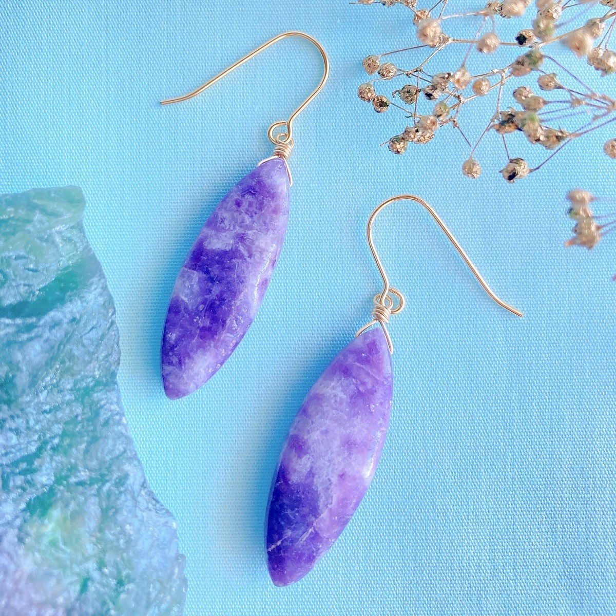 【14kgf】レピドライトの大粒ピアス | Atelier to-do