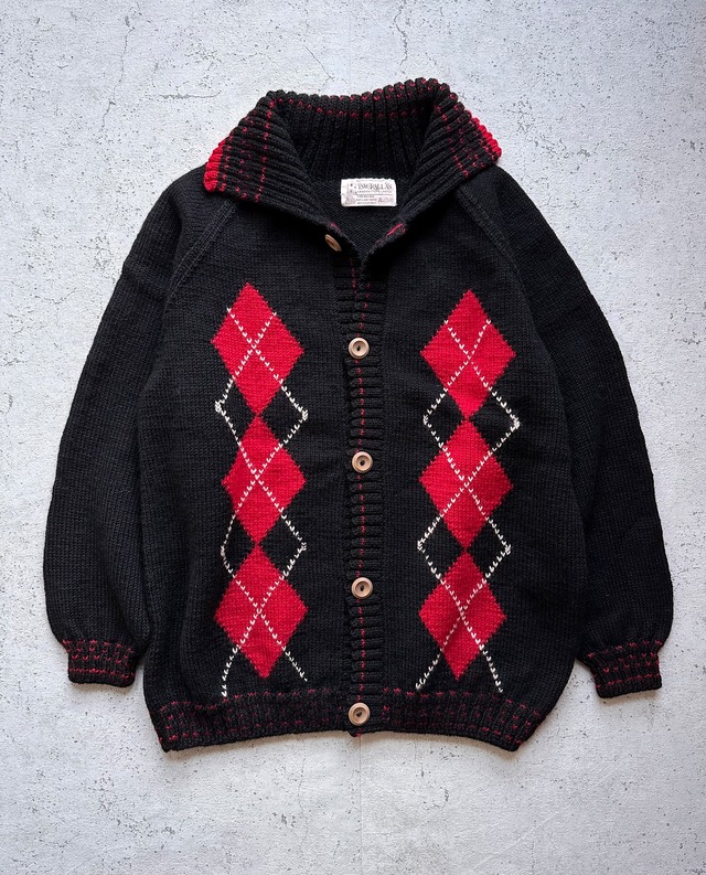 SCOTLAND製 “ INVERALLAN ” 3A BLACK ARGYLE HAND KNIT ORIGINAL スコットランド製 ...