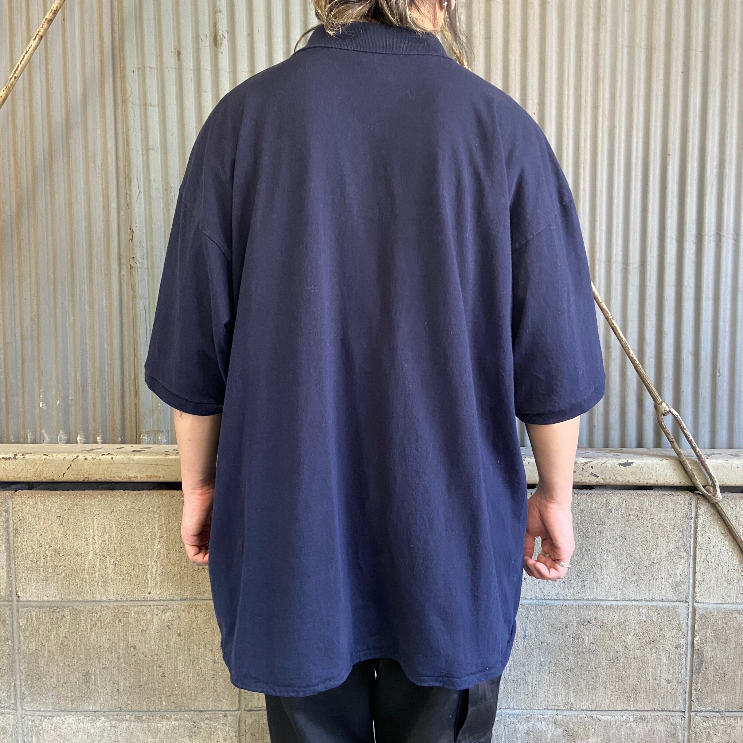 ビッグサイズ BEAVEX 企業ロゴ ワンポイントロゴ刺繍 ポロシャツ メンズ2XL 古着 ネイビー 紺 大きいサイズ 【ポロシャツ ...