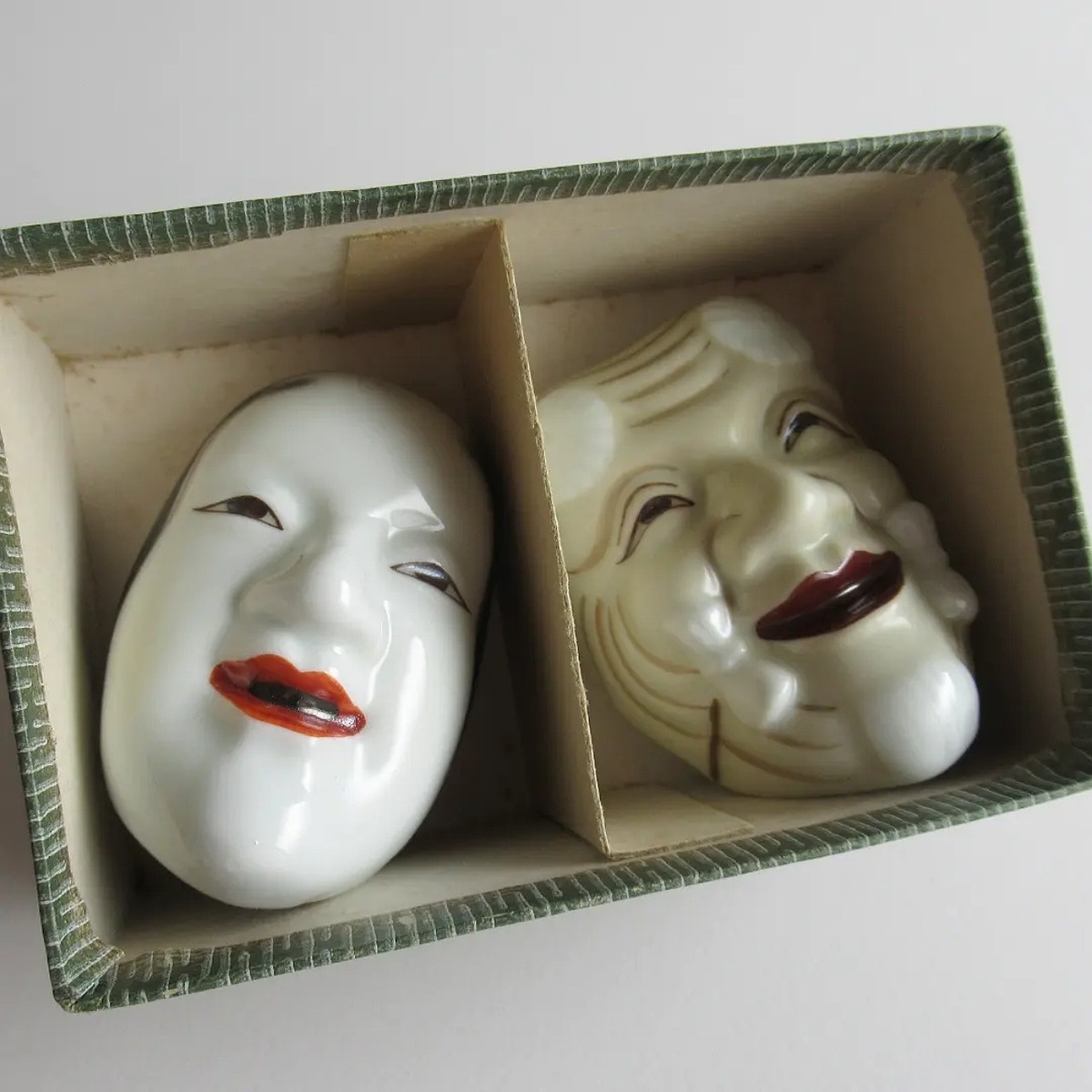 Noh Mask motif Japan Souvenir with Box | Fu Manchu Store