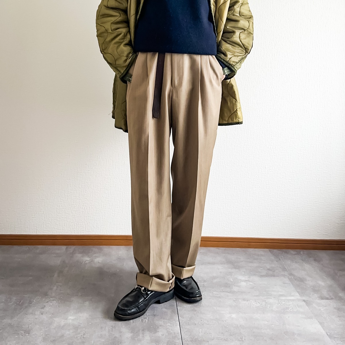 1990's "Zanella" beige two tuck wool slacks pants made in Italy | cou ...