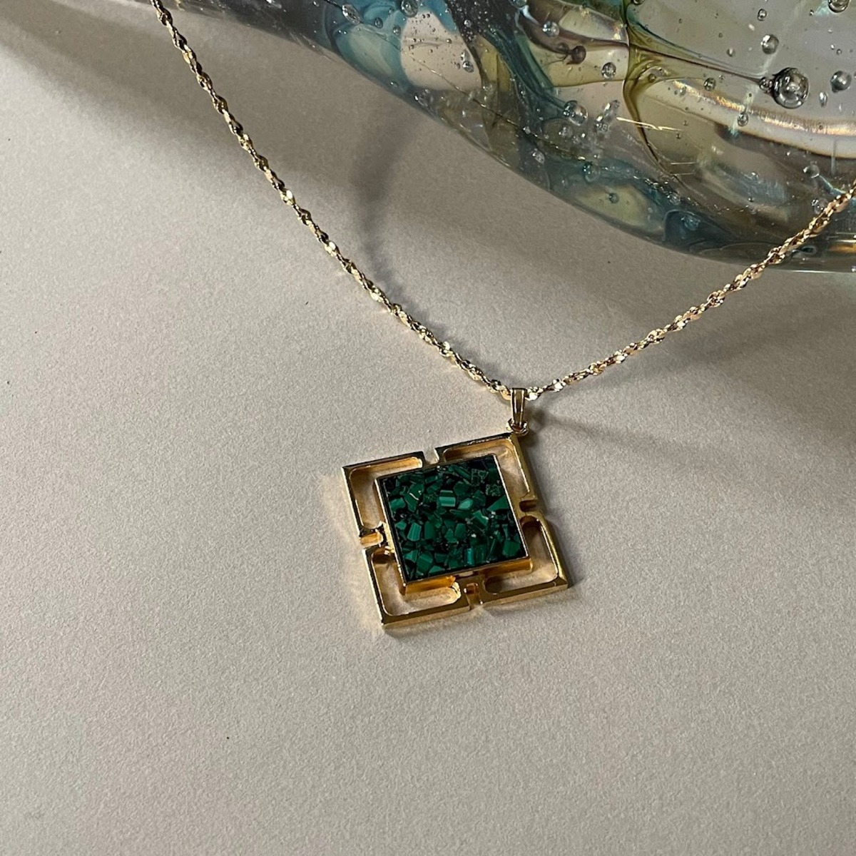 ナチュラルストーン スクエア パターン ネックレス 《N-0220》 | ModernLoop ユーズドアクセサリー専門店