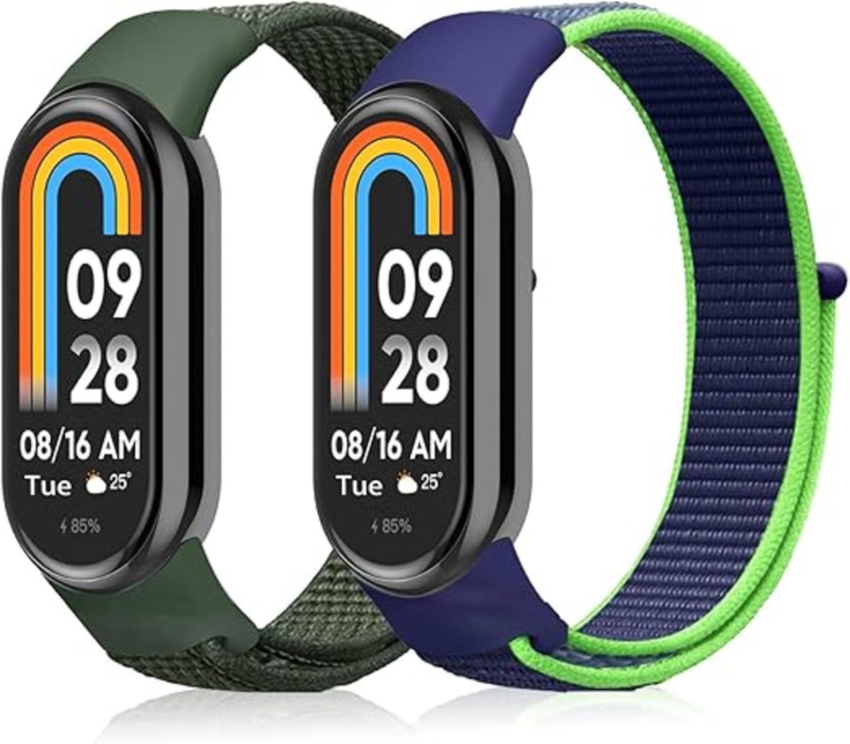 [RicYeel] バンド Xiaomi Smart Band 9/Xiaomi Smart Band 8 対応 [2個セット] ナイロン製 替えベルト 編組ストラップ マジックテープ サイズ ...