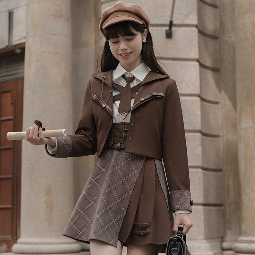 ゴスロリ SK ディープブルー バタフライ柄 スチームパンク ロリータ