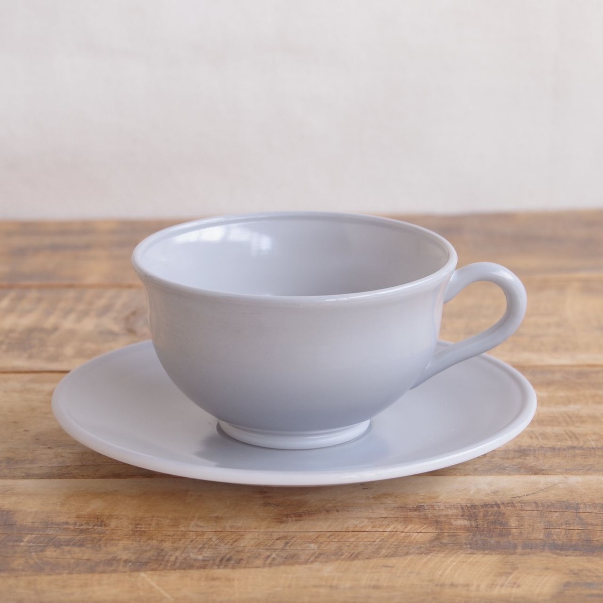 Hazel Atlas ヘーゼルアトラス Ovide Platonite グレー 灰色 ガラス カップ&ソーサー #250618-13 ...