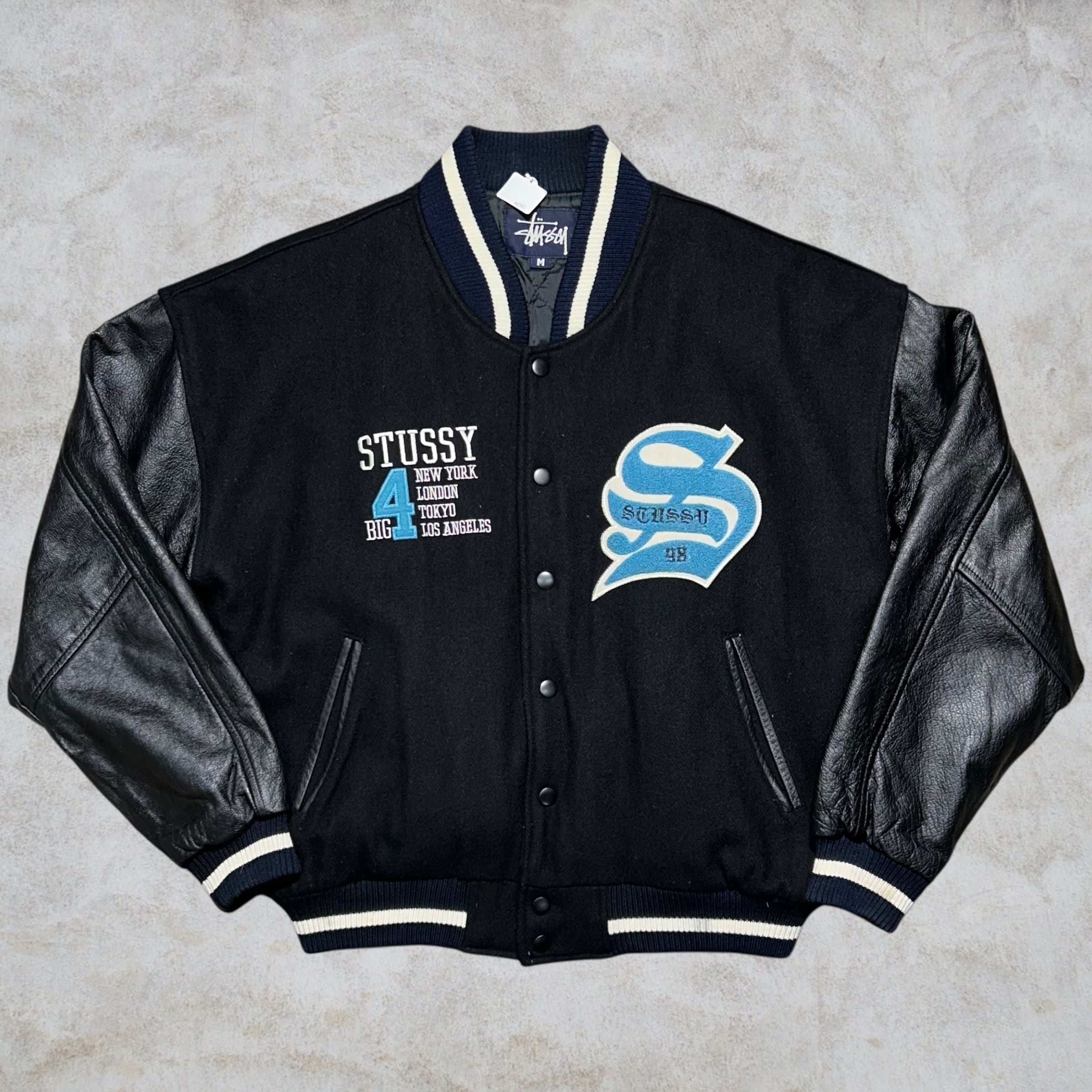 【Special!!】90’s old stussy Varsity Jacket “BIG 4” “スタジャン”【下北沢店】 | curb