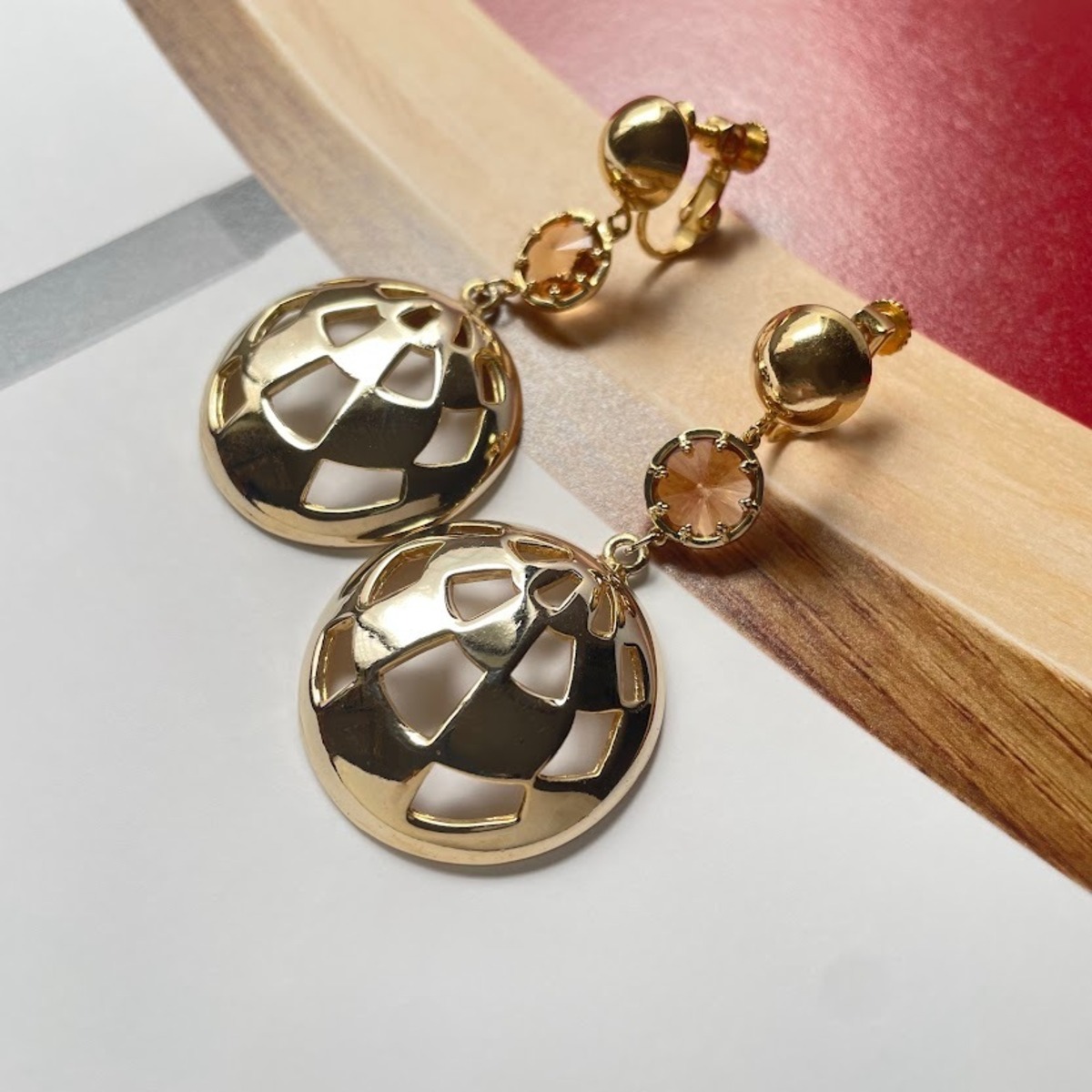 サークル ガラス イヤリング 《E-0254》 | ModernLoop ユーズドアクセサリー専門店