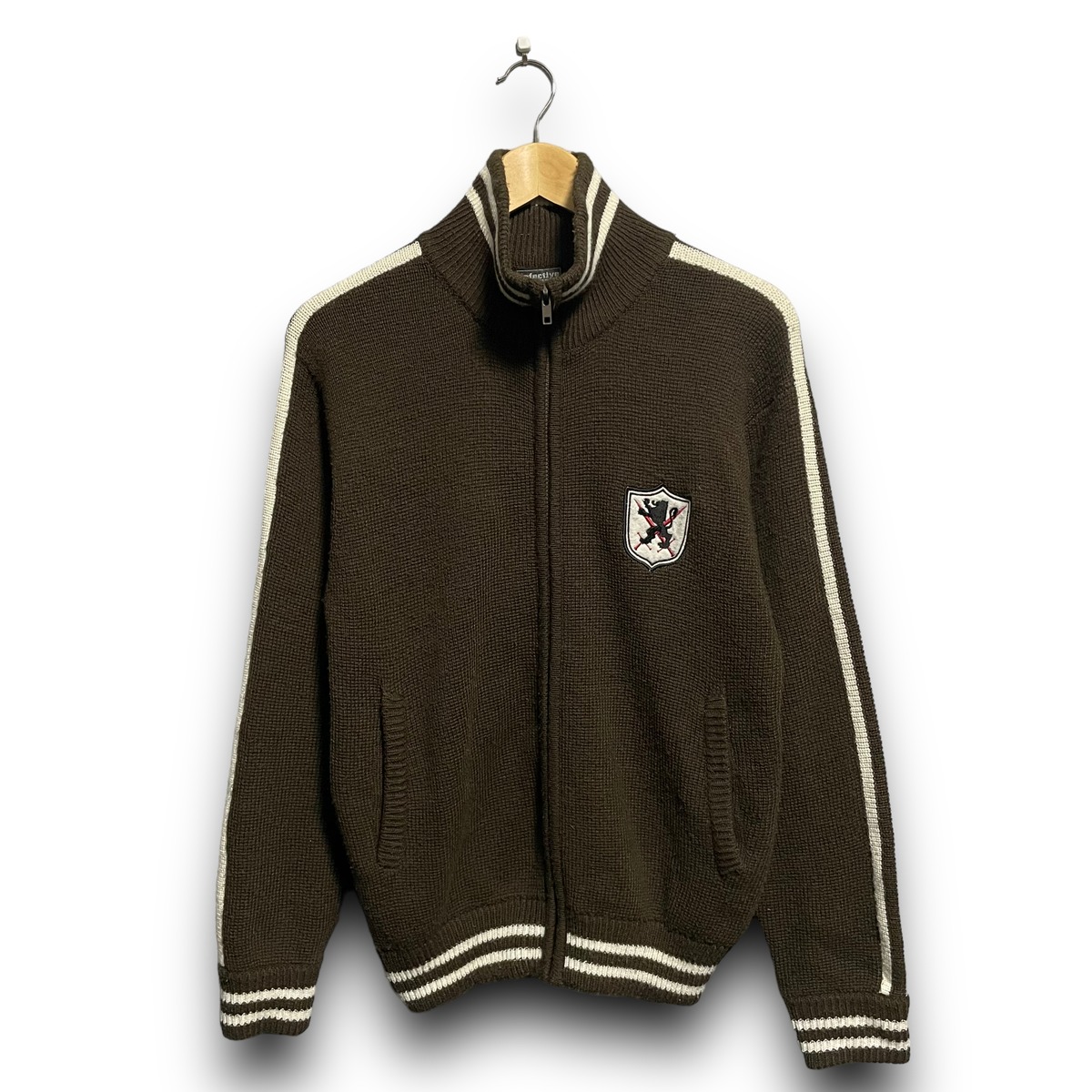 【S】defective struct ワッペン付き フルジップニット ドライバーズニット | 古着屋 TEEN SPIRIT