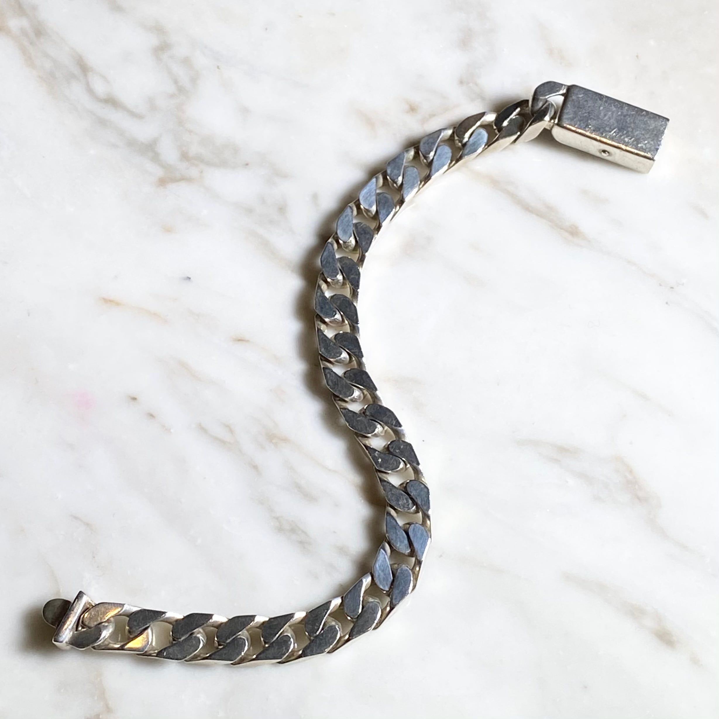 GUCCI silver flat link chain bracelet #20 | NOIR ONLINE