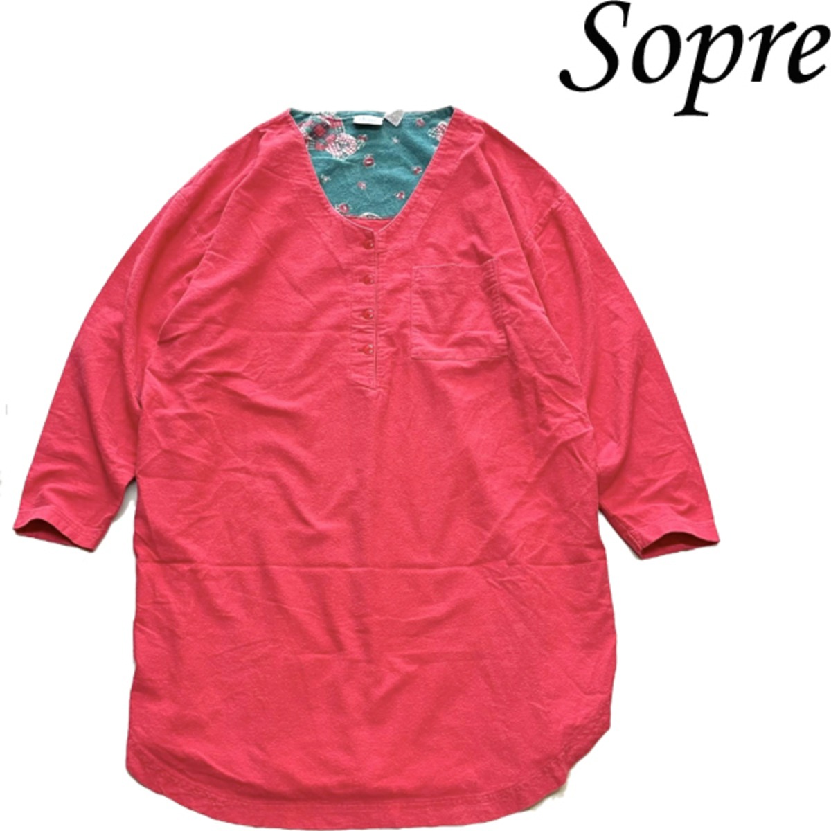 1点物 SOPRE赤グランパーシャツ珍品プルオーバーシャツ古着XLメンズレディースOKアメカジ90sストリート/スポーツ中古USブランド長袖 ...