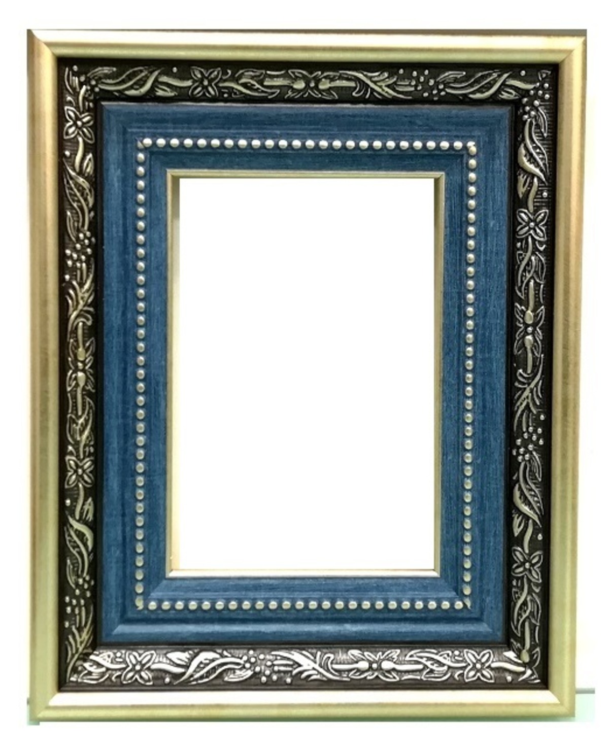 額縁アンティークおしゃれフレーム樹脂フレーム8149ブルーシルバー 額縁サイズ152mm×107mm【15.2センチ×10.7センチ】 窓枠 ...