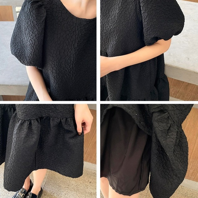 パフスリーブ ティアード Aライン ワンピース ★652★ | moo.