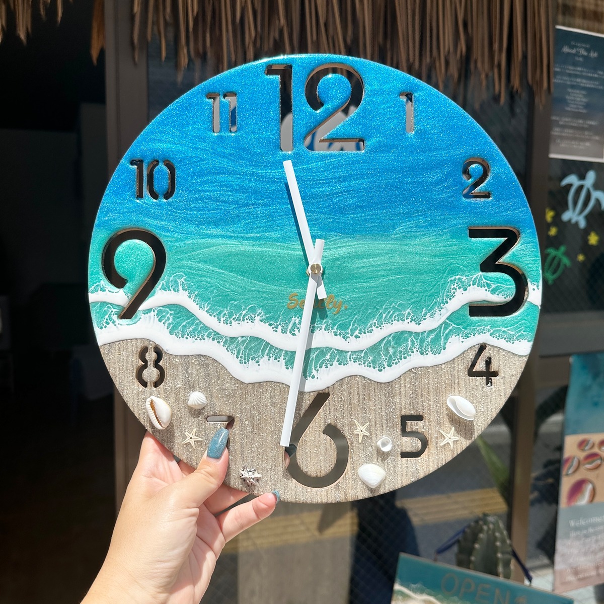 122.Ocean Wall Clock【Shell付き/ベースブラウン】 | SEALLY.
