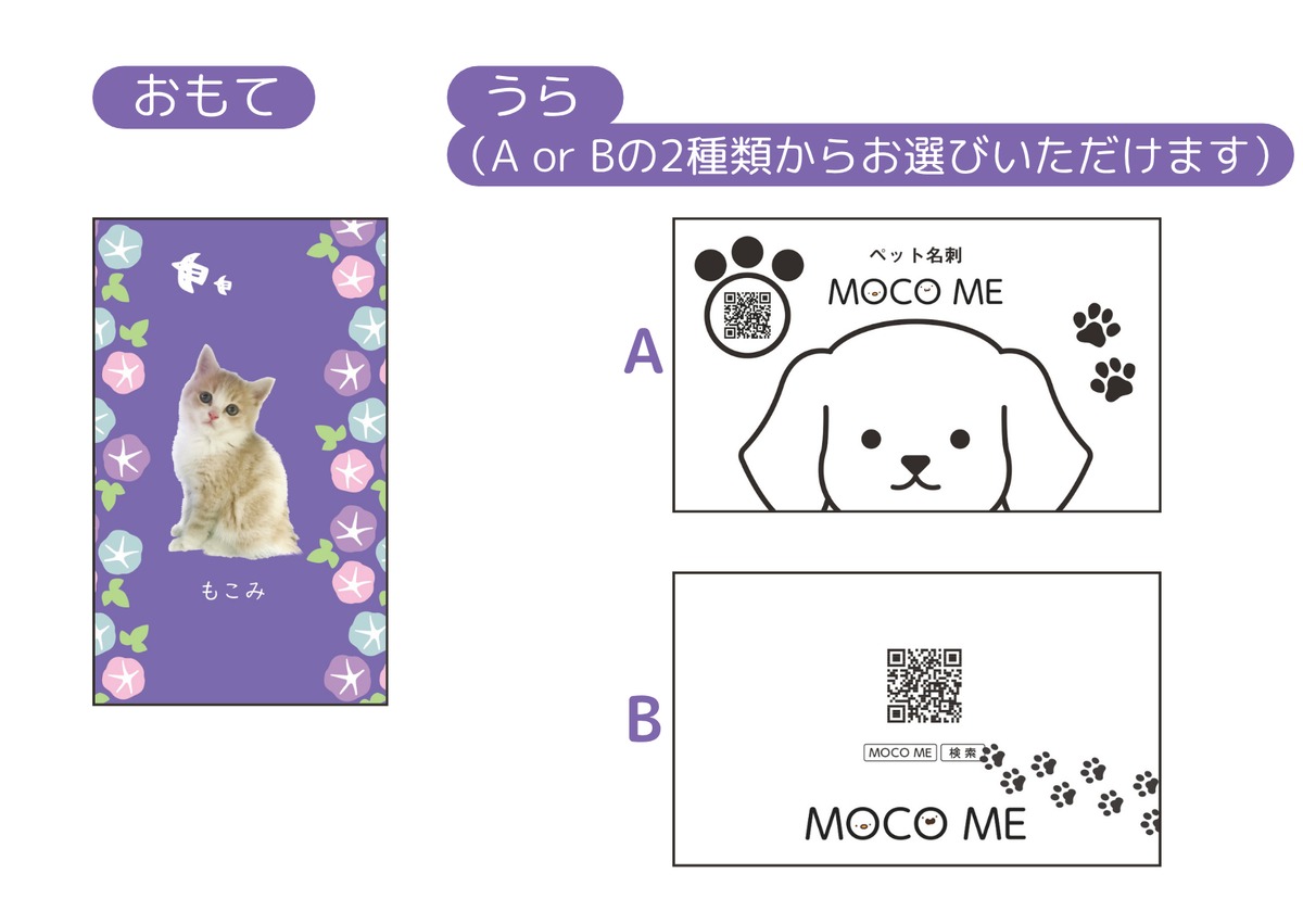 裏面広告入り名刺デザイン(1箱50枚入り)_紫陽花_HY001 | ペット名刺 moco me（モコミー）